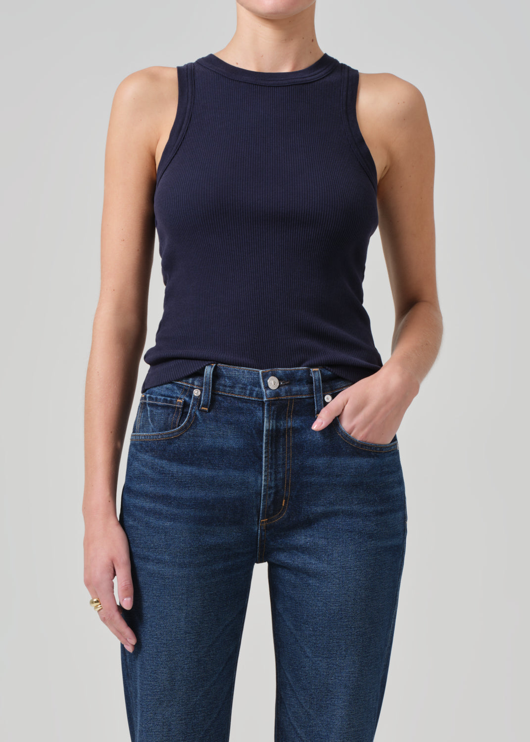 Isabel Rib Tank in Navy – Citizens of Humanity