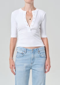 Nali Short Sleeve Henley in White – Citizens of Humanity