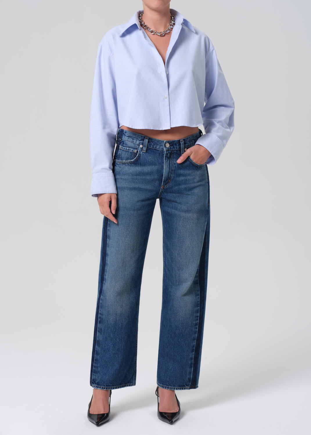 Ana Cropped Shirt in Blue – Citizens of Humanity