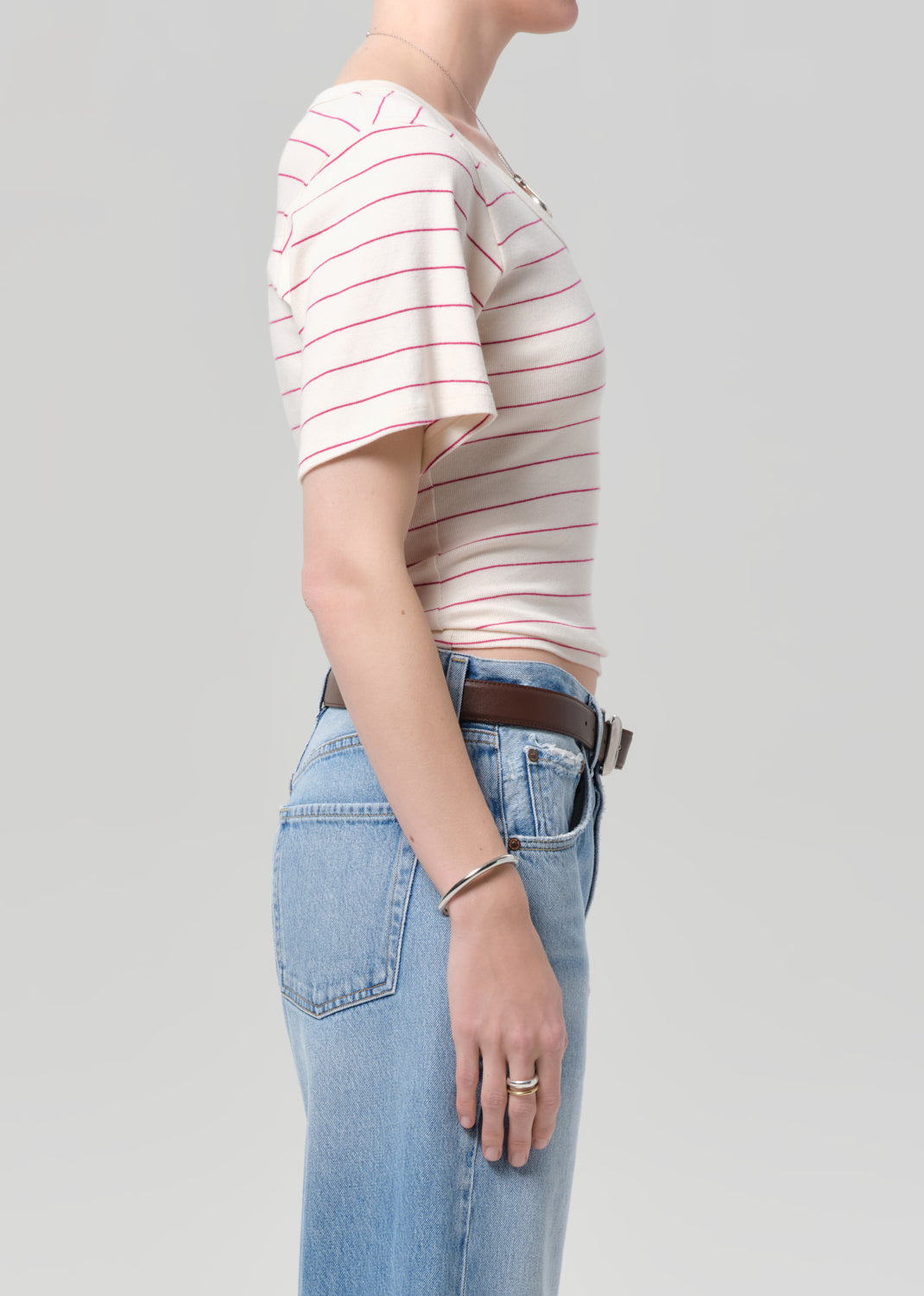 Rosalie U Neck Tee in Raspberry Stripe – Citizens of Humanity